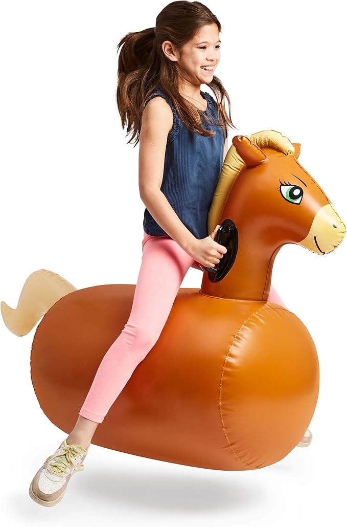 Amazon.com: Hearthsong Hop N Go Inflatable Riding Bouncy Horse Hopping ...