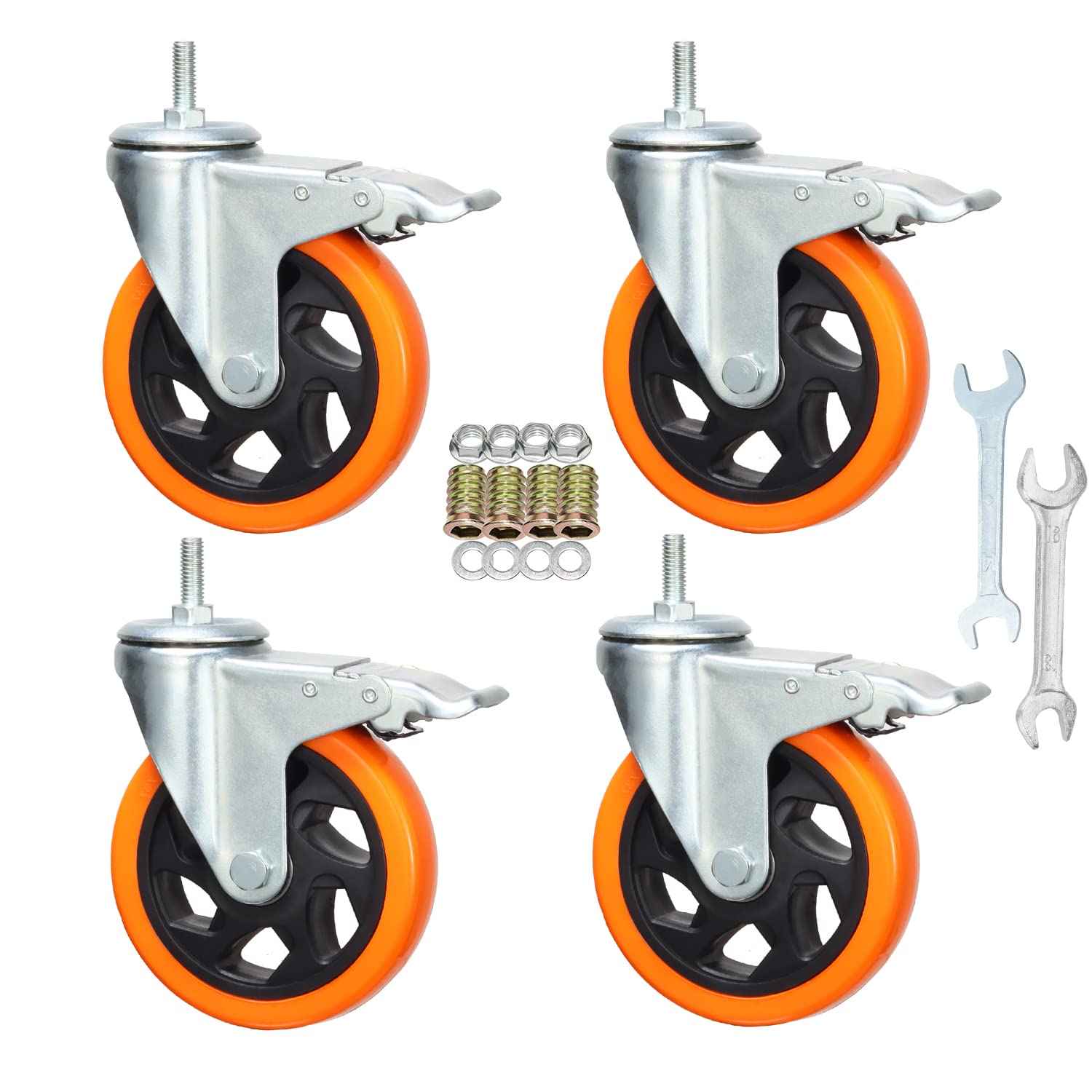 Snapklik.com : Heavy Duty Stem Caster Wheels M10-1.5X25mm Dual Locking ...