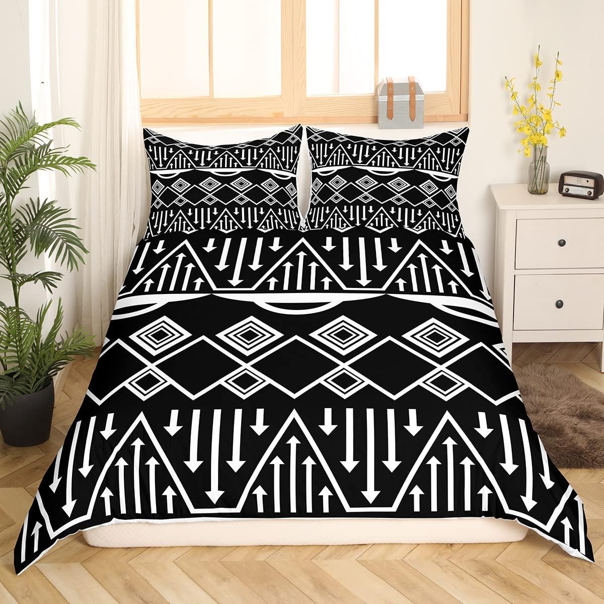 Amazon.com: Boho Aztec Bedding Set King Size Black and White Duvet ...
