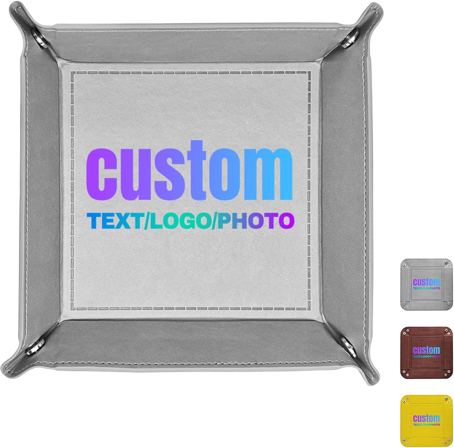 Custom Leather Valet Tray with Photo/Text/Logo,Personalized Valet Tray ...