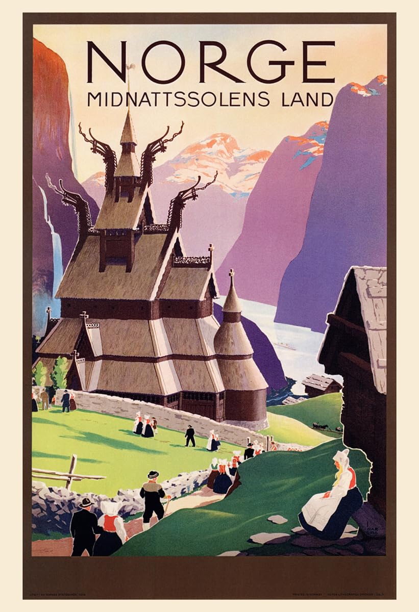 Amazon.com: Norway Travel Poster, Land of the Midnight Sun, Norge ...
