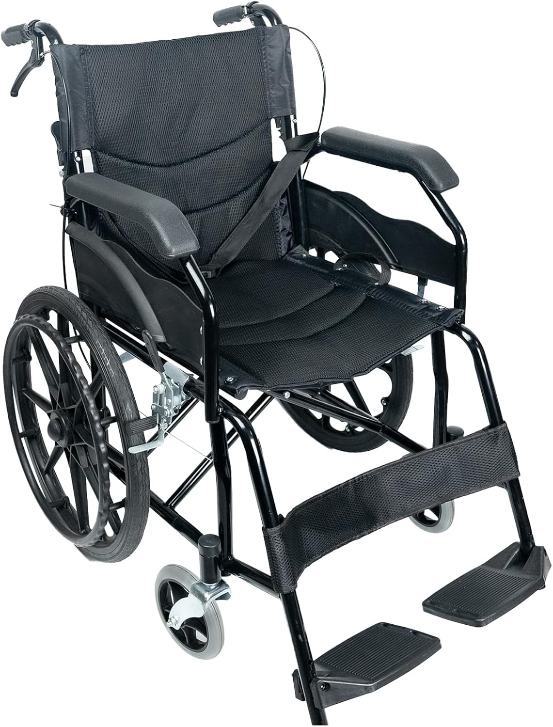 Self-Propelled Folding Wheelchair | Portable Transport Chair with 16 ...