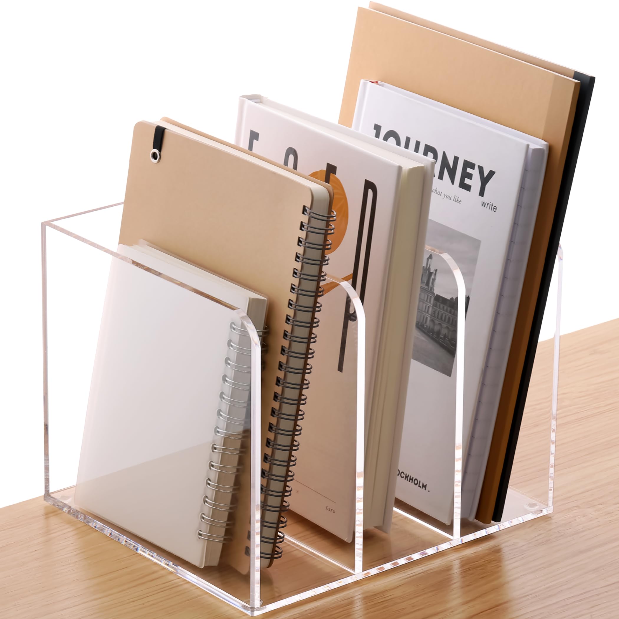 SANRUI Magazine Rack 3 Vertical Compartments Magazine File Holder ...