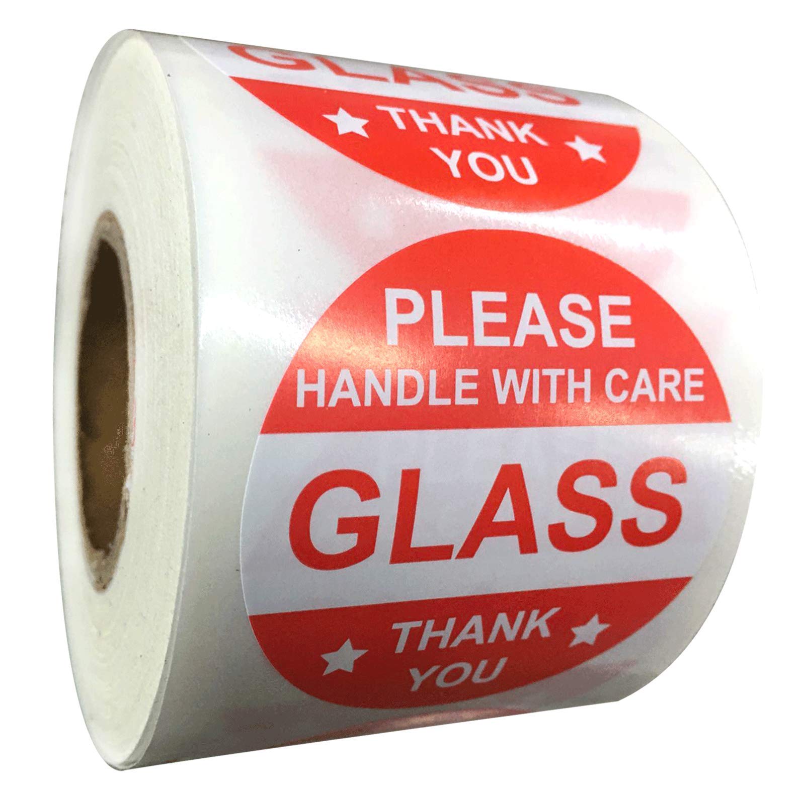 Buy Well Tile, 2 Inch Round Red Glass Stickers Please Handle with Care ...