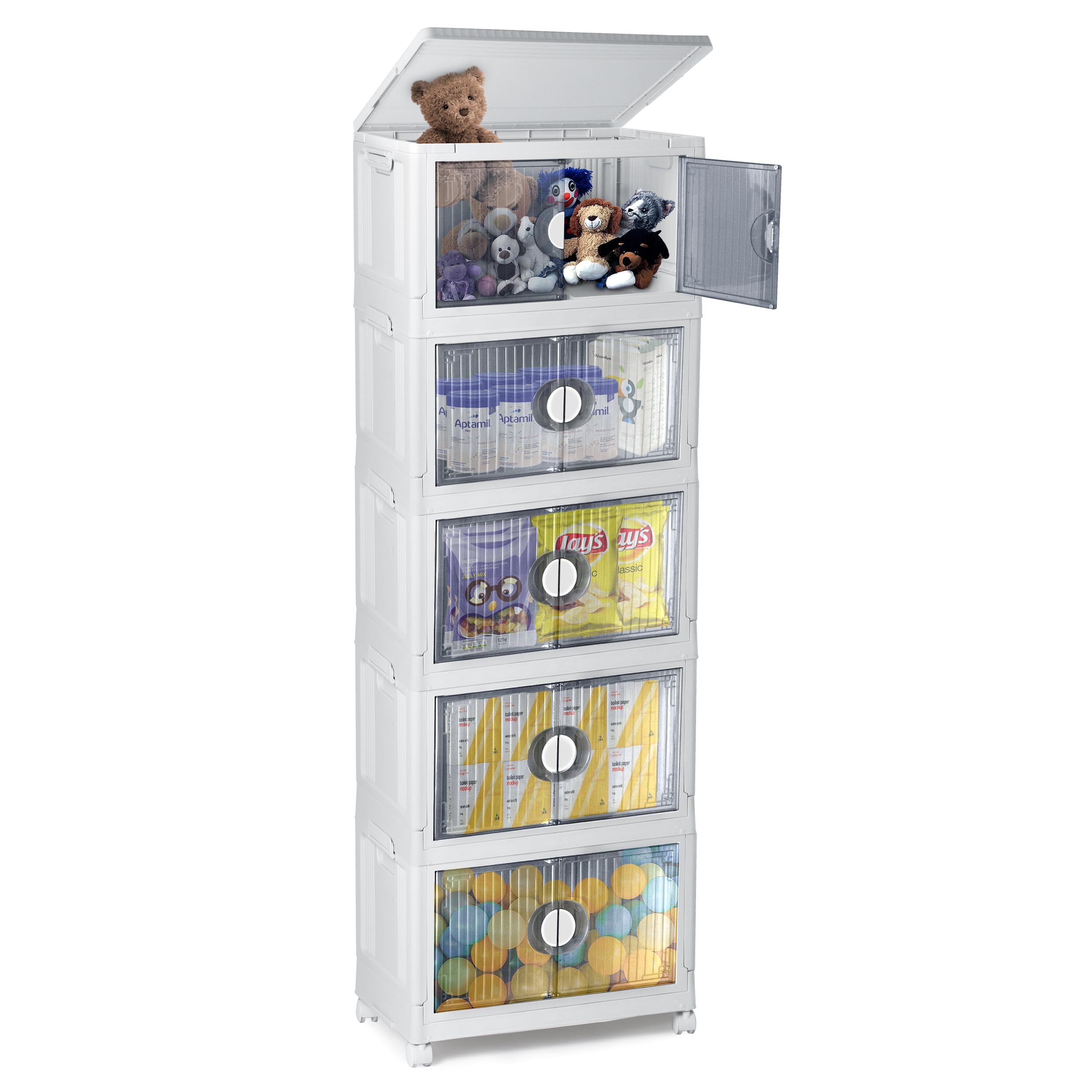 Amazon.com: Goderewild 41qt Collapsible Storage Bins 5-tier with Lids ...