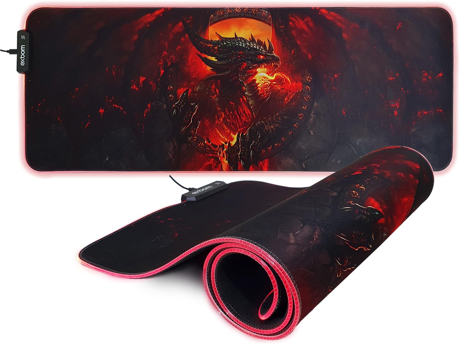 Mouse Pad Speed LED RGB 11 Efeitos Extra Grande 80x30cm Borda Costurada ...
