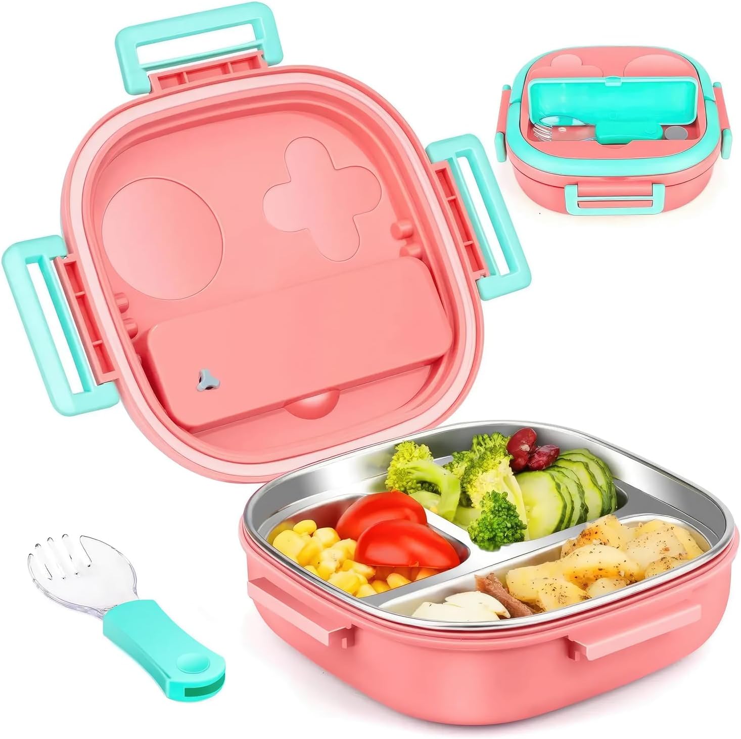 Epunk Stainless Steel Kids Rabbit Compartment Bento Lunch Box - 22 x 8 ...