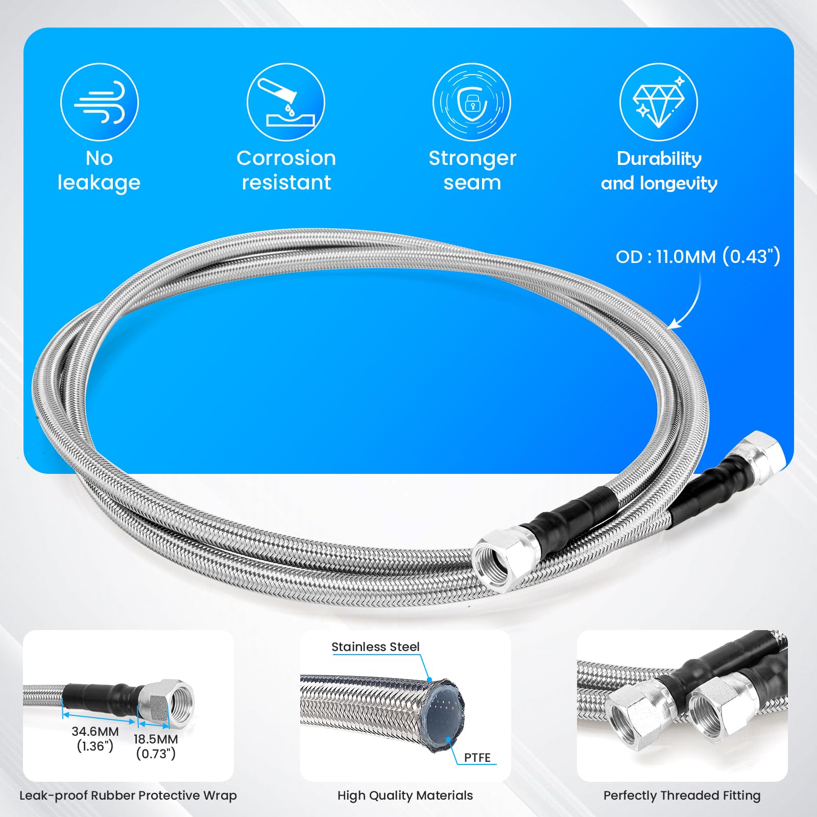 Snapklik.com : 6AN SS Braided Transmission Cooler Lines - 70" Compatible