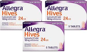 Amazon.com: Allegra Hives Non-Drowsy Antihistamine Tablets, 5-Count ...