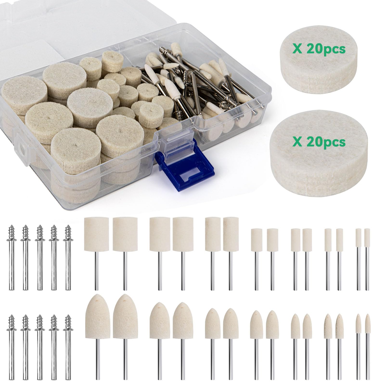 Polishing Buffing Wheel for Dremel Polishing Kit 88PCS Wool Felt ...