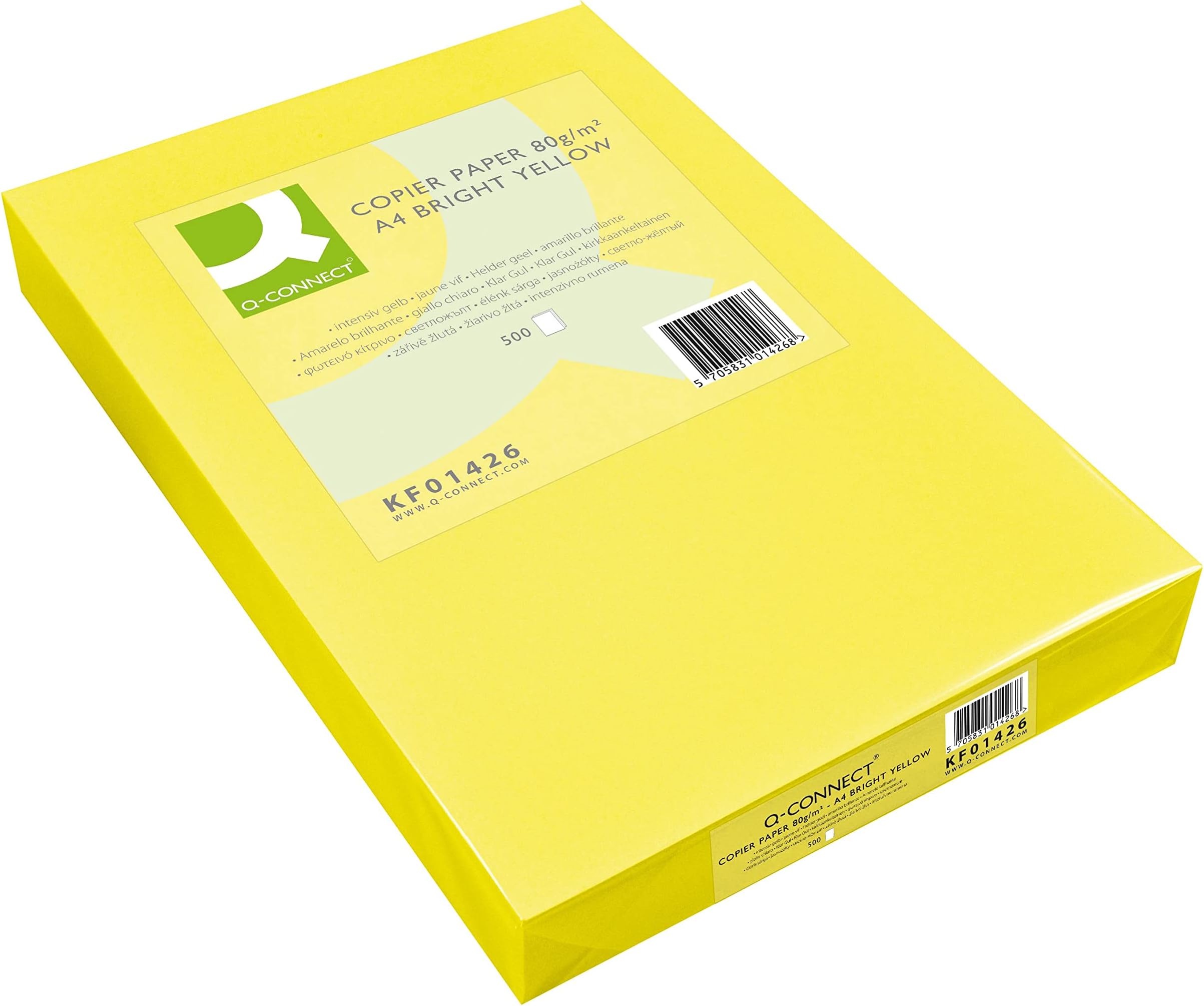 Q-Connect Bright Green Coloured A4 Copier Paper 80gsm Ream (Pack of 500 ...