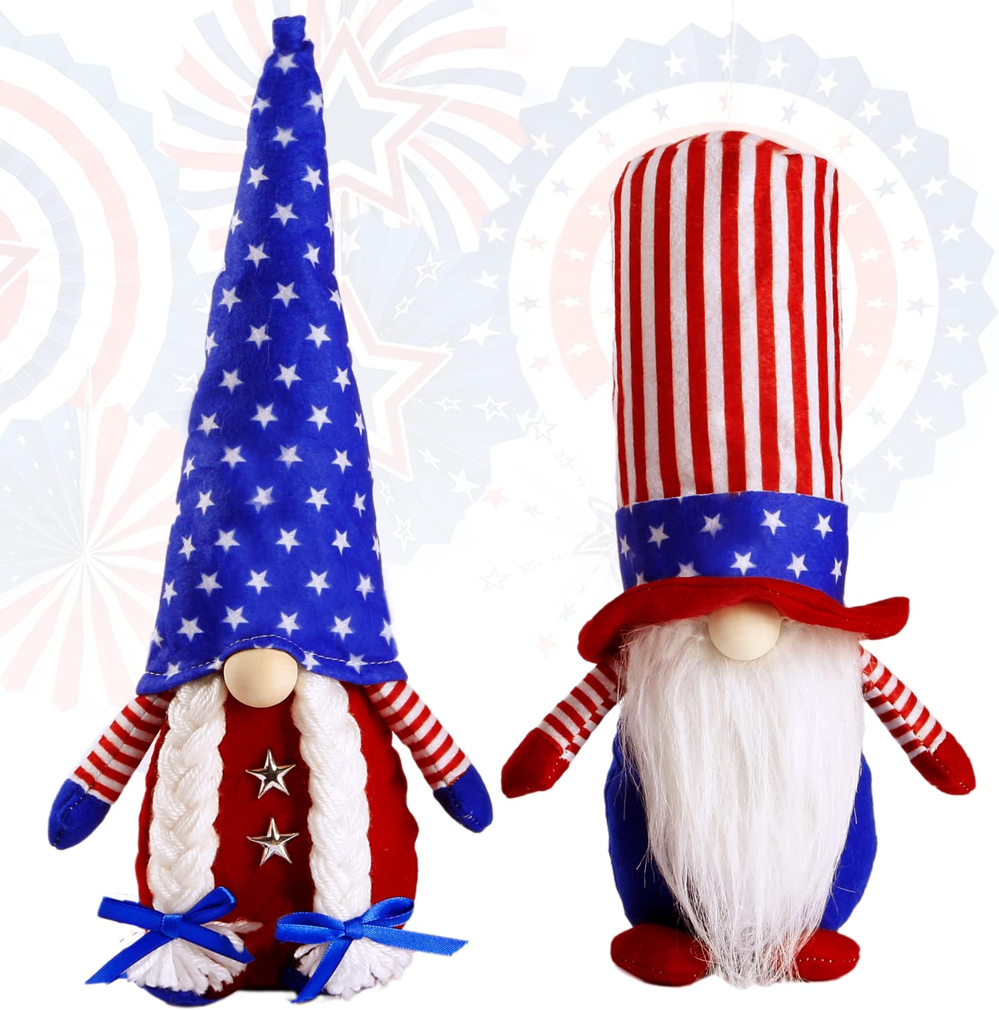 Amazon.com: Skylety 2 Pack Patriotic Gnome Doll 4th of July Gnomes ...