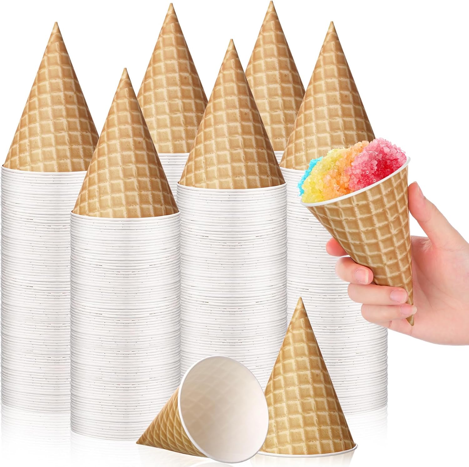 Amazon.com: Amyhill 300 Pieces 6 Oz Snow Cone Cups Colorful Paper Cone ...