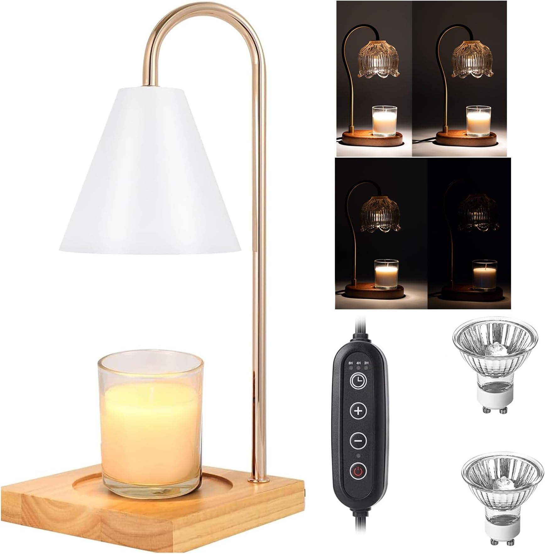Amazon.com: Candle Warmer Lamp with Timer, Wood Base Electric Top Down ...