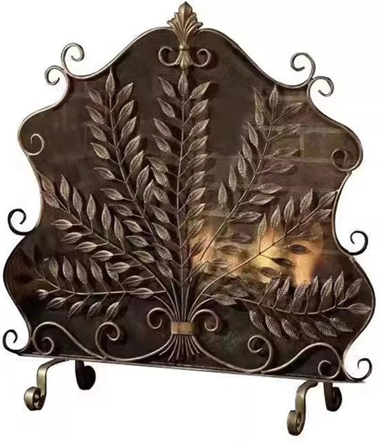 Amazon.com: ZIMGOD Fire Guard Leaf Decoration Fireplace Cover, Gold ...