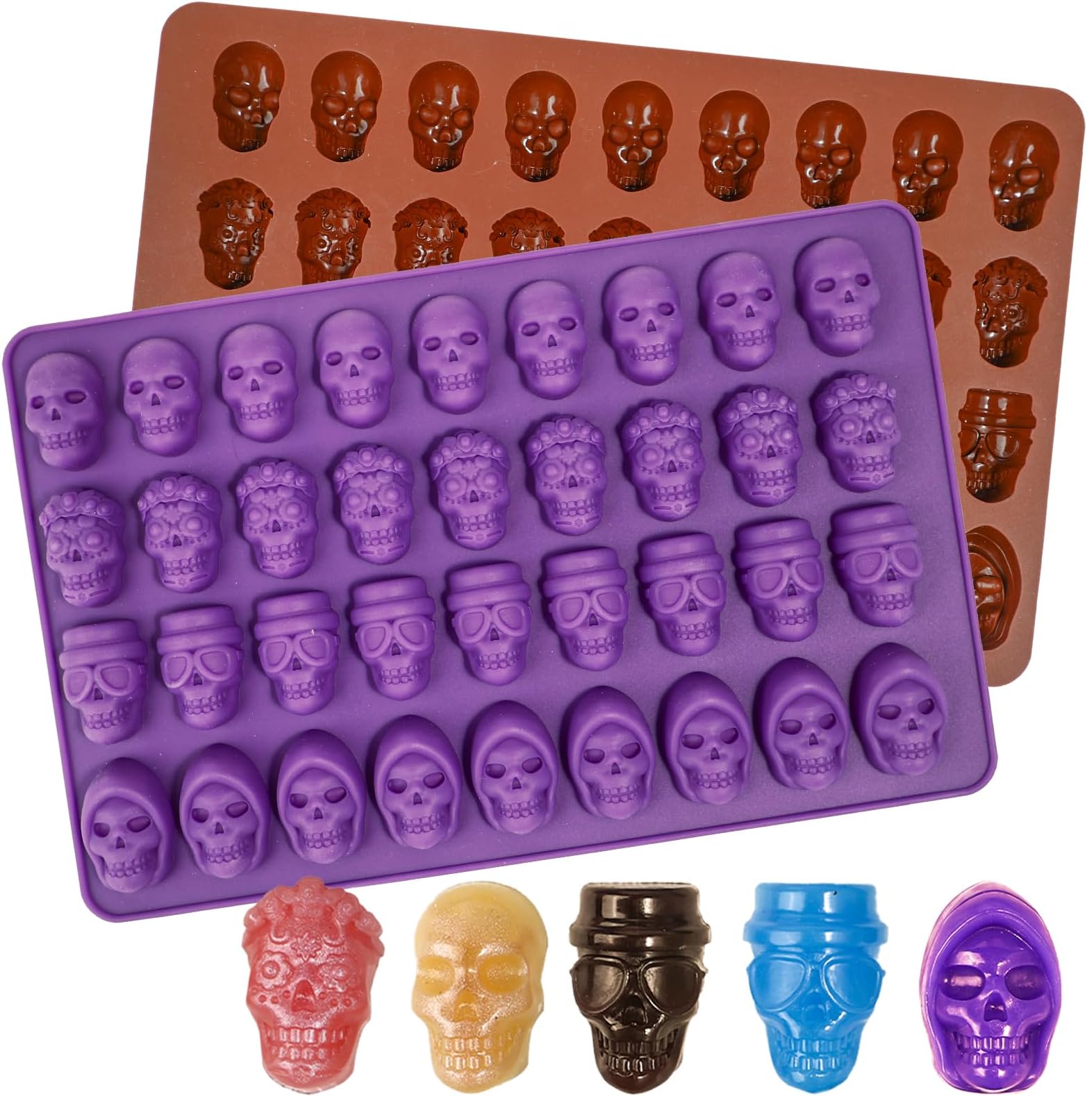 Amazon.com: Webake Skull Chocolate Mold with 5 Different Shapes ...