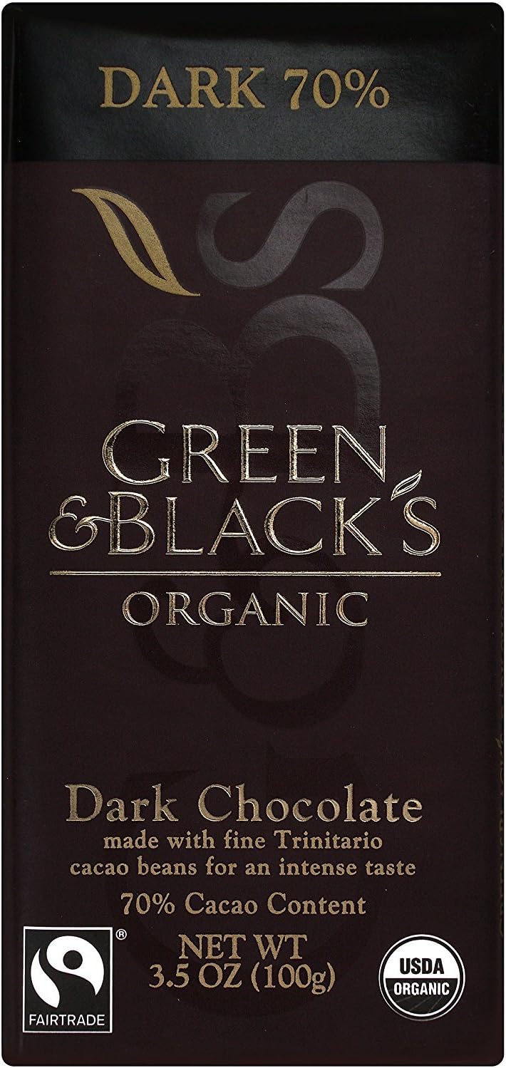 Amazon.com : Green & Black's Organic Dark Chocolate Bar, 85% Cacao, 10 ...