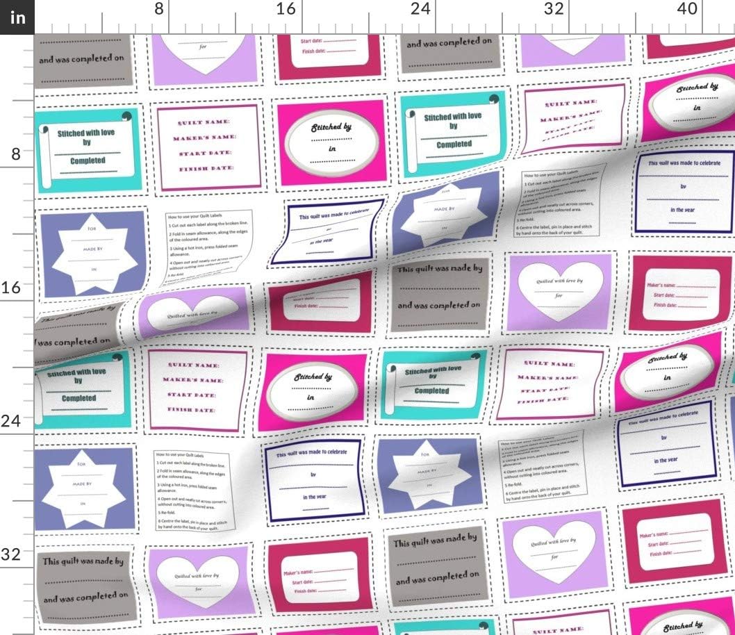 Amazon.com: Spoonflower Fabric - Quilt Label Out Sewing Printed on ...