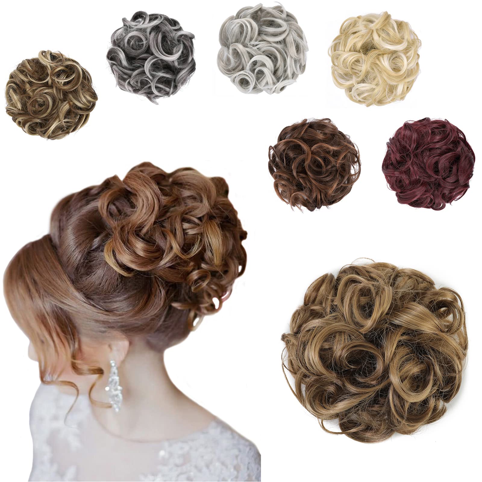 Amazon.com : Elaine Big Messy Bun Extension Curly Hair Buns Hair Pieces ...