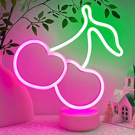 HOHOSIGN Cherry Neon Sign Lights LED Lamp Cherry Decor Birthday Party ...