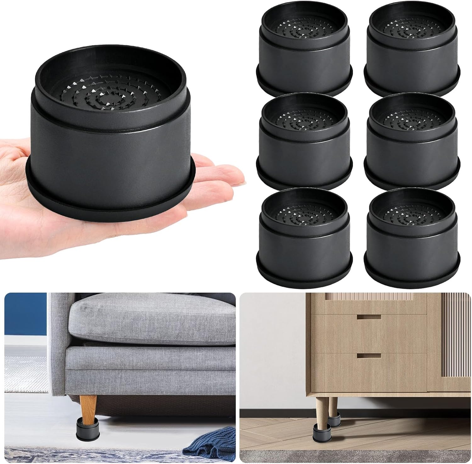 Amazon.com: shouwuhho 6 Pack Furniture Risers 2 Inch, Adjustable Bed ...