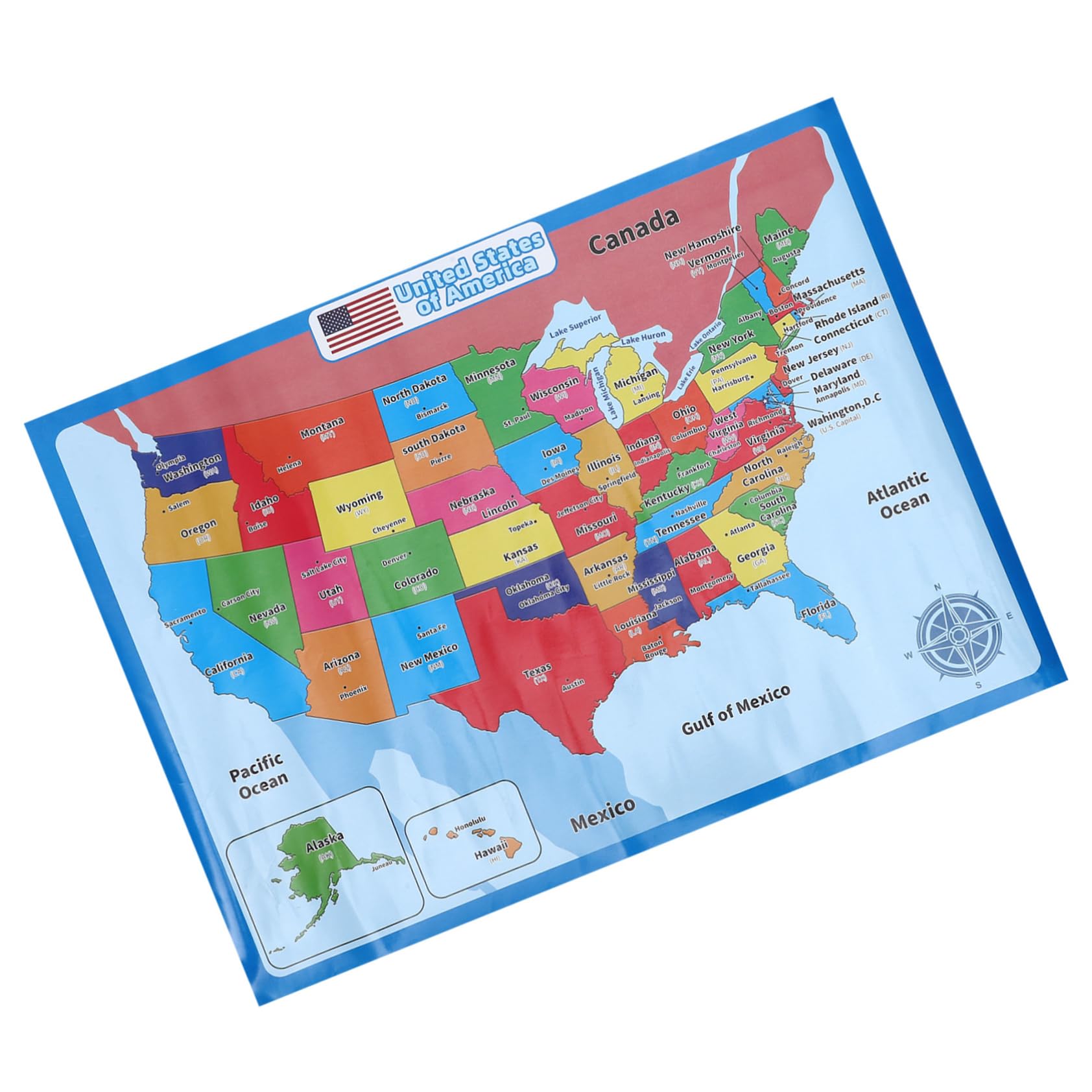 Shineofi 1 Sheet United States Map Kindergarten Classroom Educational ...