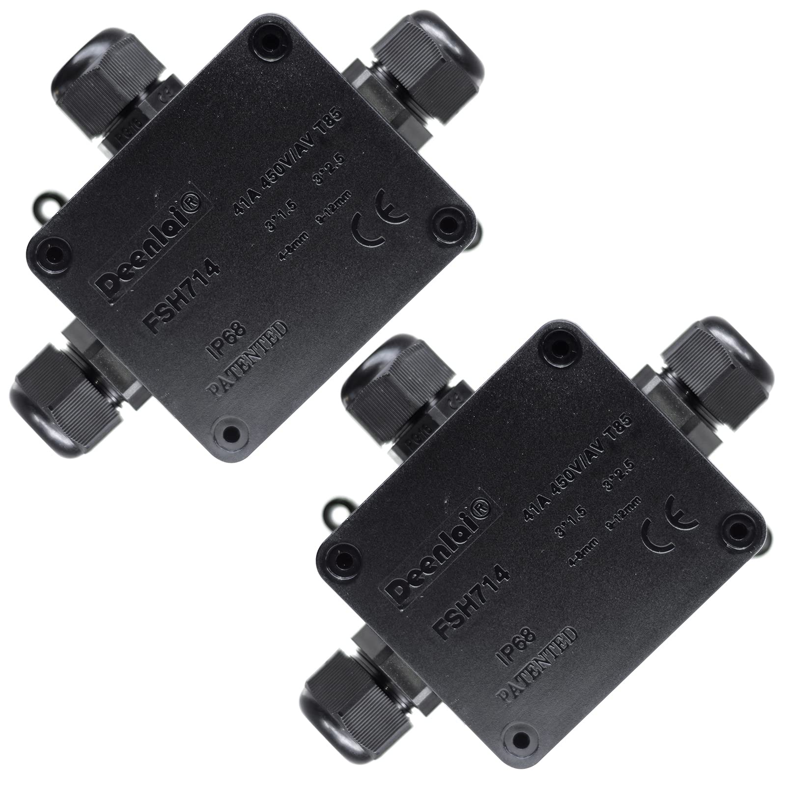 Buy Waterproof Junction Box, IP68 Outdoor Black Plastic Gland ...