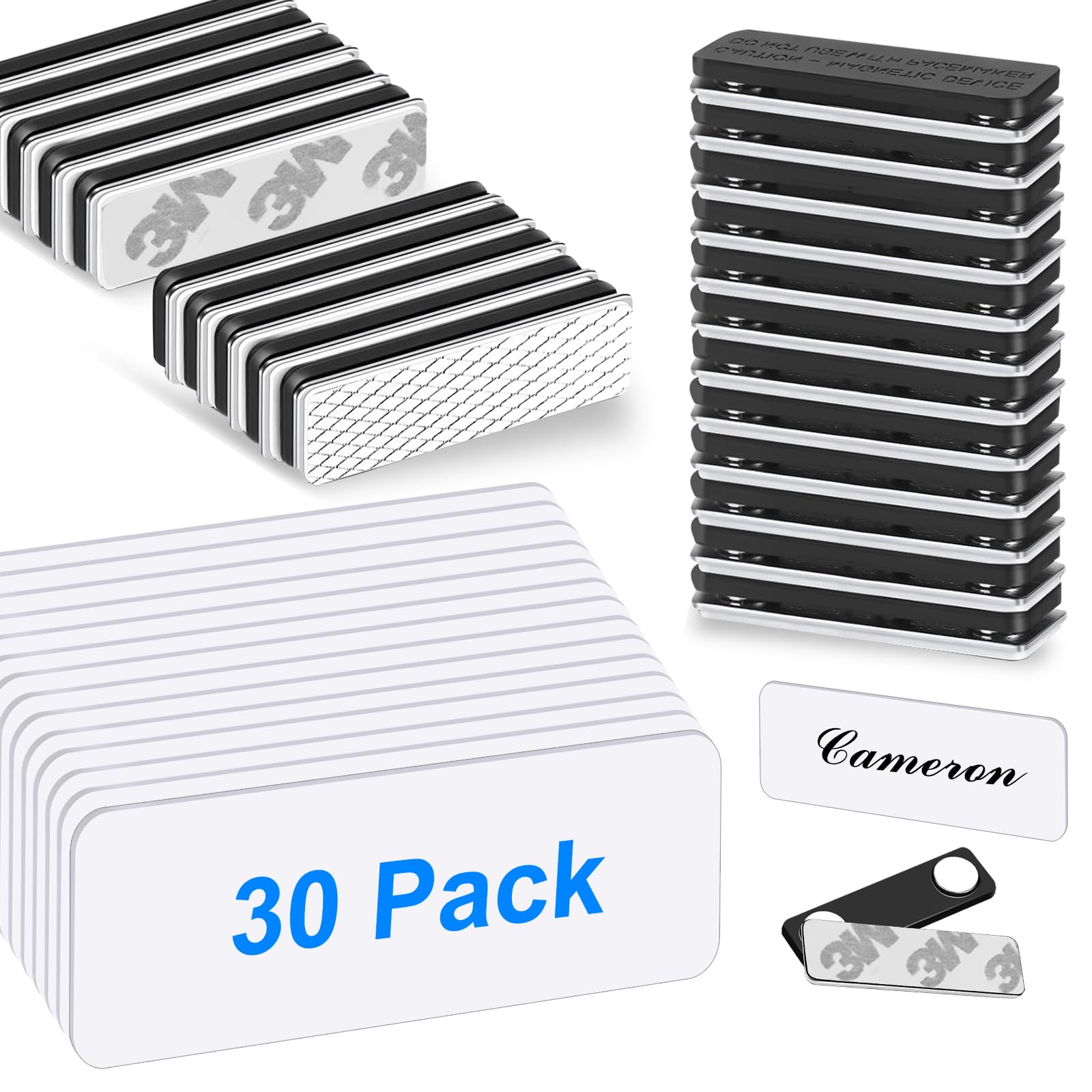 Amazon.com : Magnetic Name Tags, 30-Pack Engravable Name Badge with ...