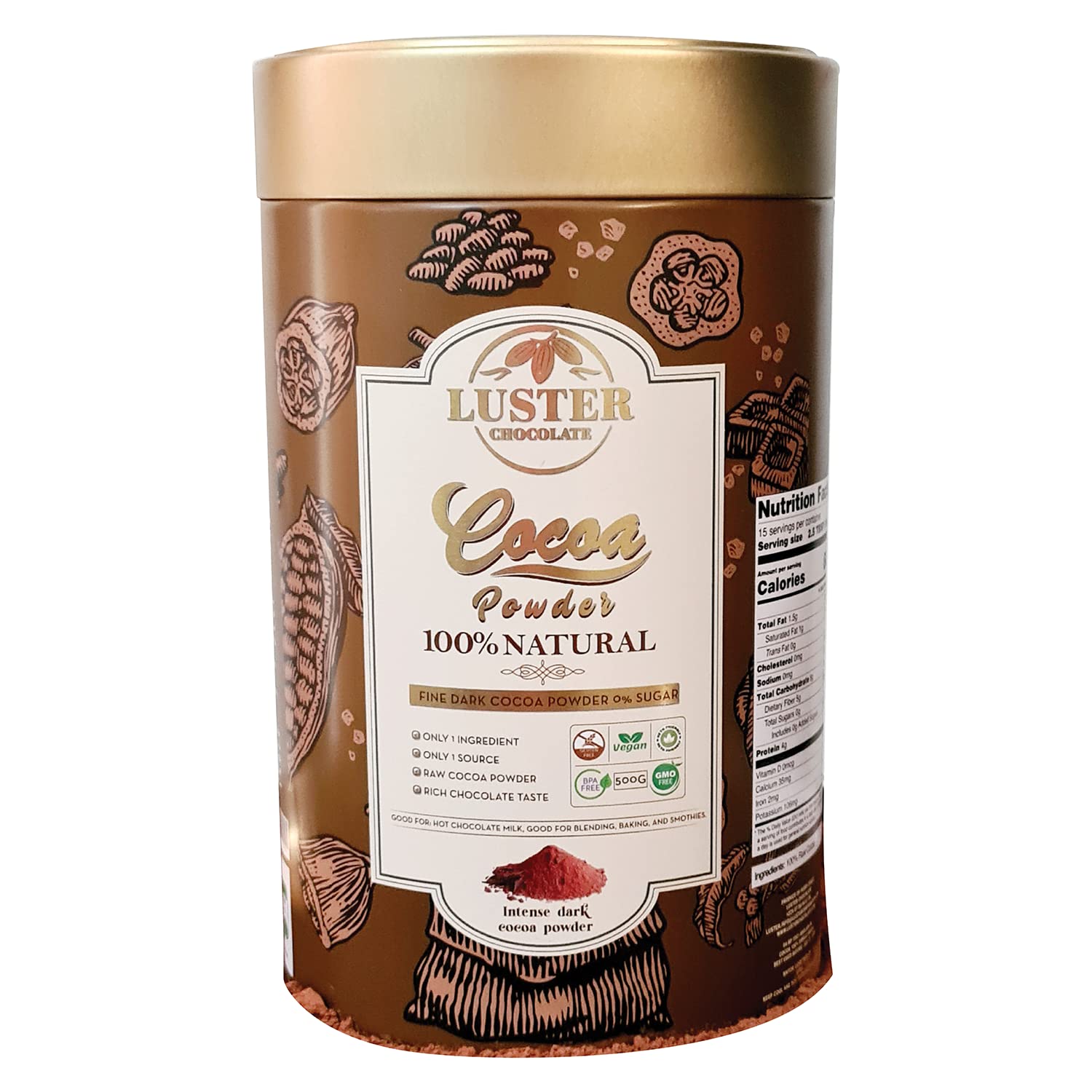 Amazon.com : Luster Chocolate Rich Dark Cocoa Powder Unsweetened & Non ...