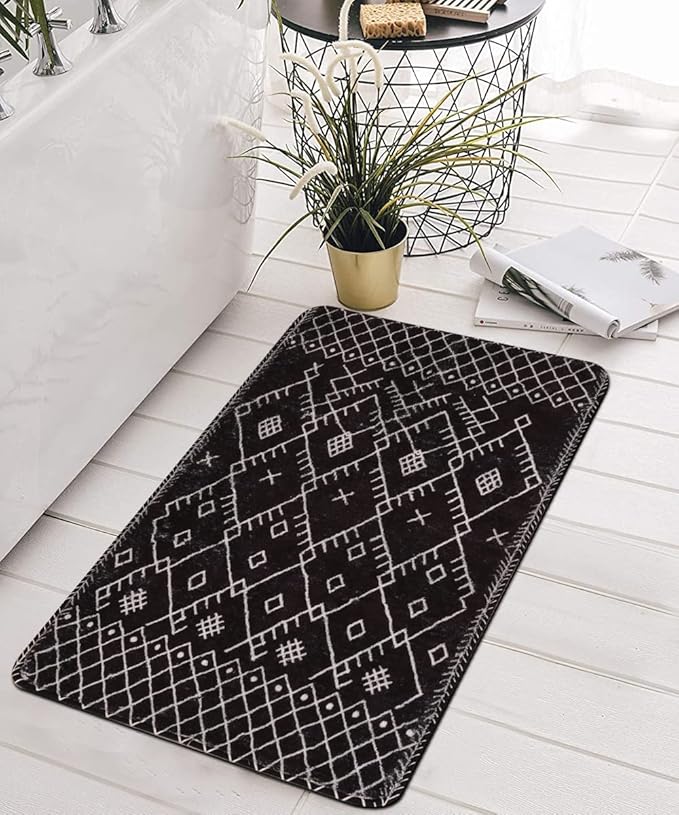 Amazon.com: Uphome Bathroom Rugs 18x25 Inch Black Boho Bath Mat Non ...