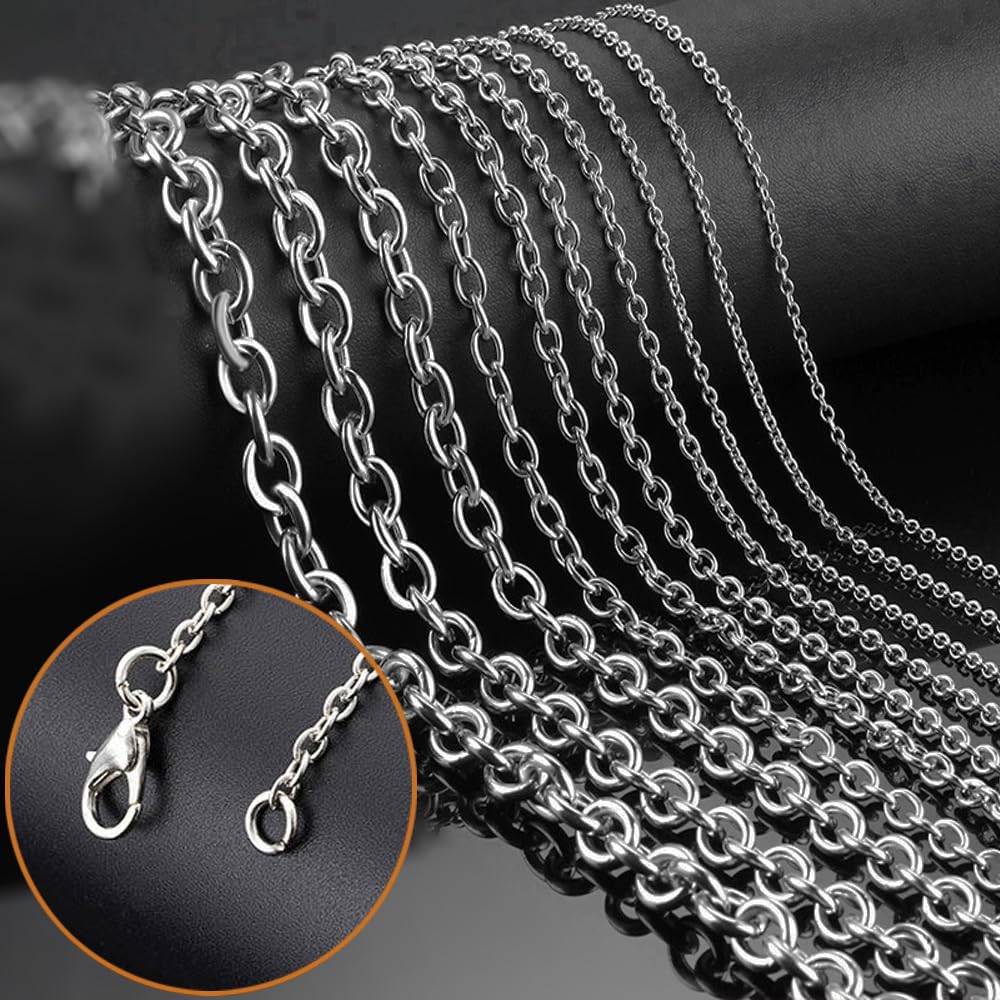 55ft Cable Link Chain for Jewelry Making,Stainless Steel O-Shaped Chain ...