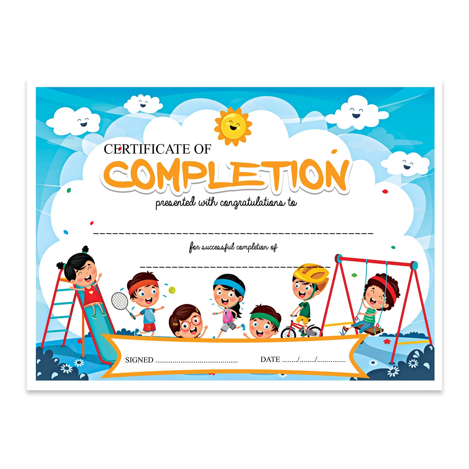 Creatie Certificate Of Completion Award Bright And Colorful Certificate ...