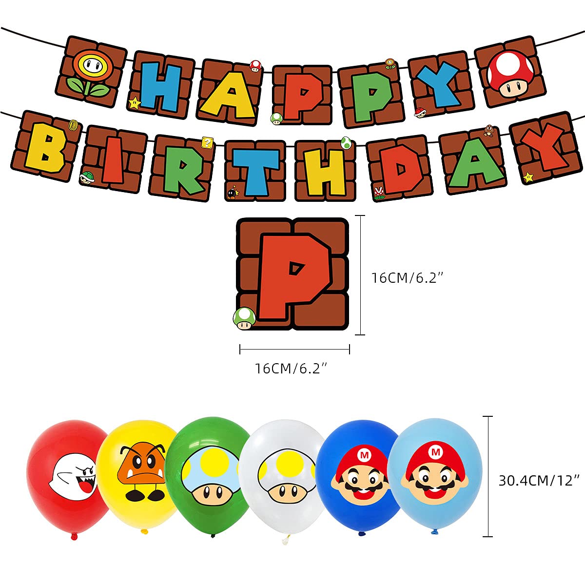 Super Mario Birthday Party Supplies Set | IIIHAT Mario Happy Birthday ...