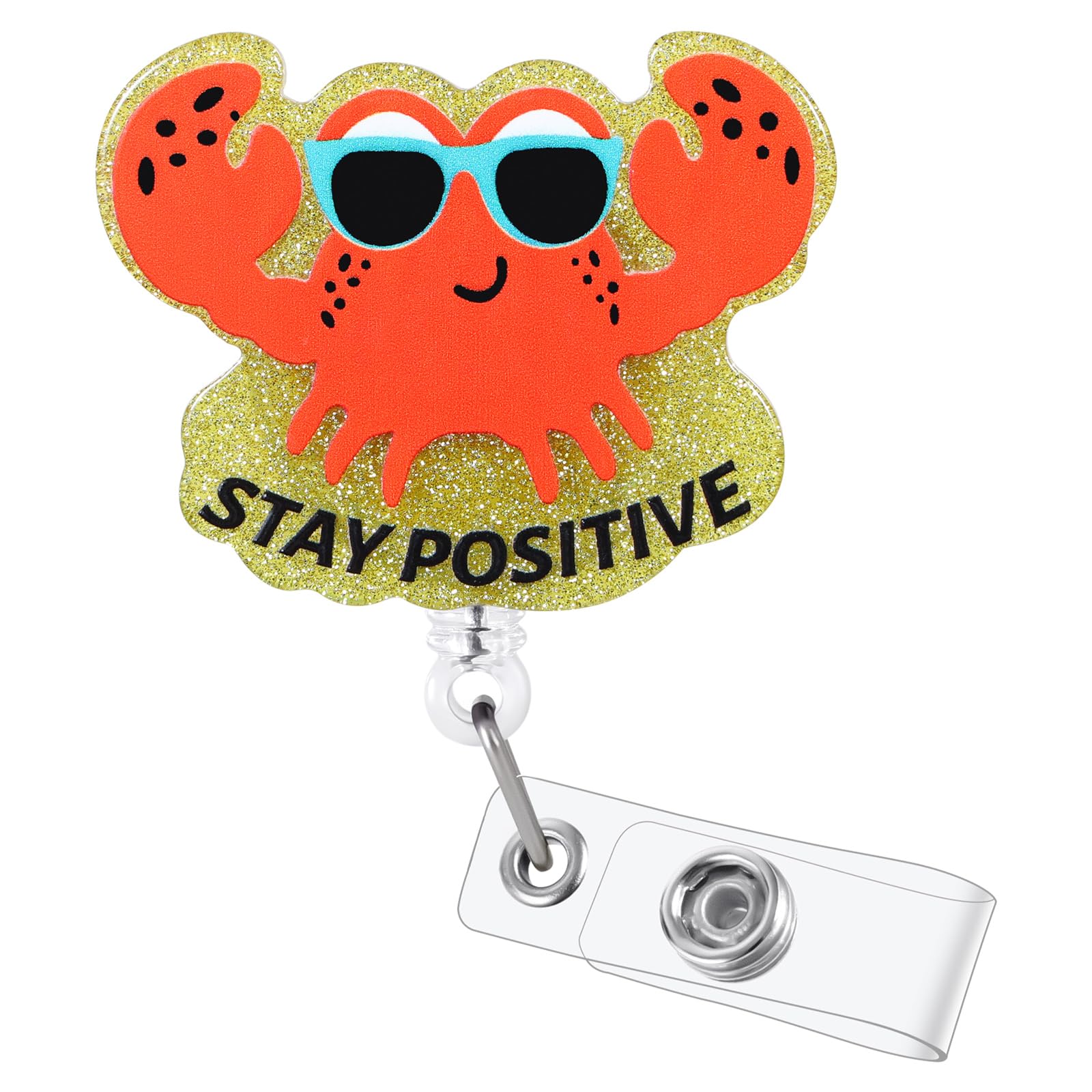 Amazon.com : Stay Positive Crab Badge Reel, Retractable ID Badge Holder ...