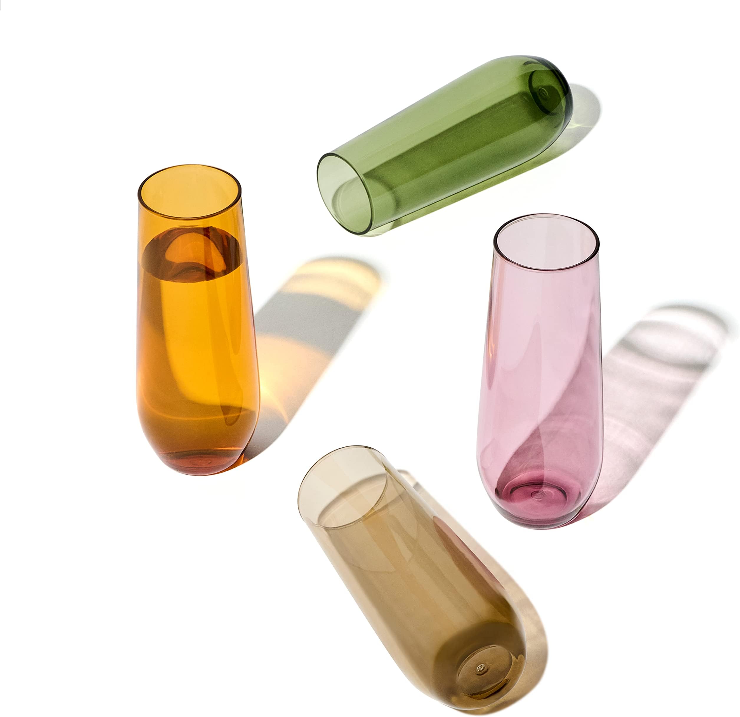 Amazon.com | TOSSWARE RESERVE 9oz Stemless Flute - Color Series SET OF ...