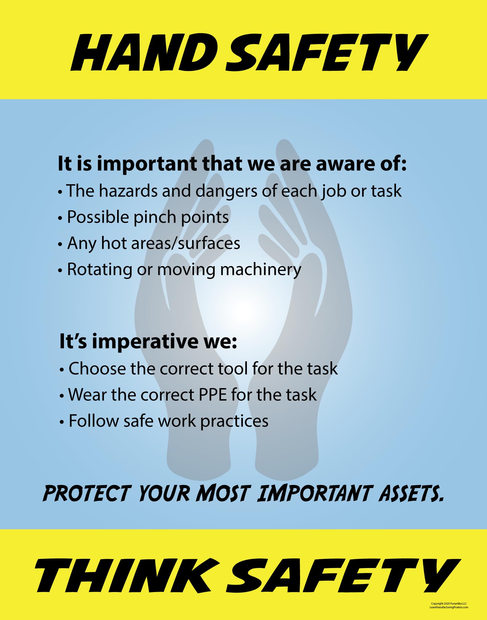 Amazon.com: Lean Manufacturing Posters Hand Safety Poster, 16" X 20 ...