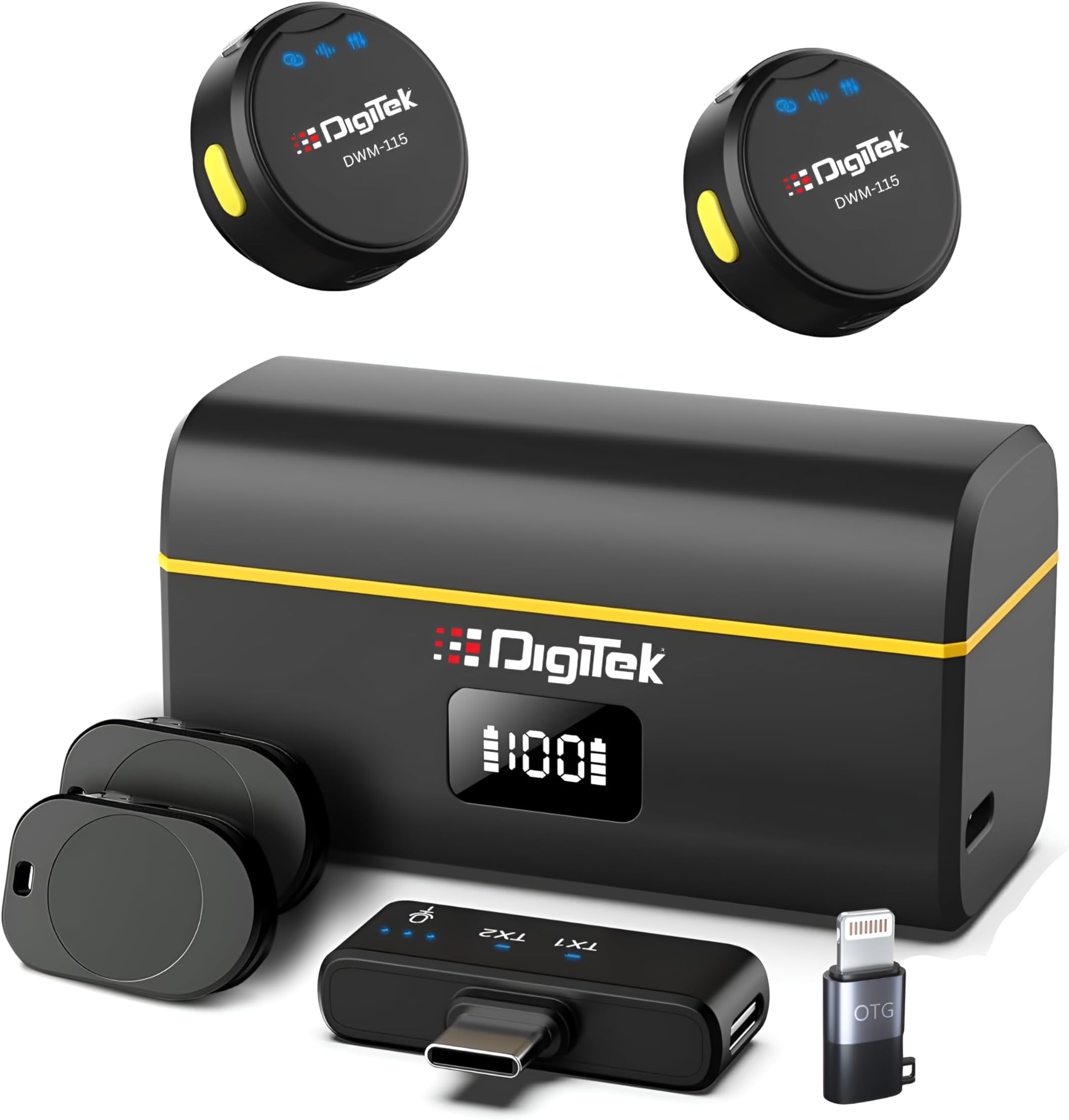 DIGITEK® DWM-115 2-in-1 Wireless Microphone, 2.4GHz, Magnetic Clip ...