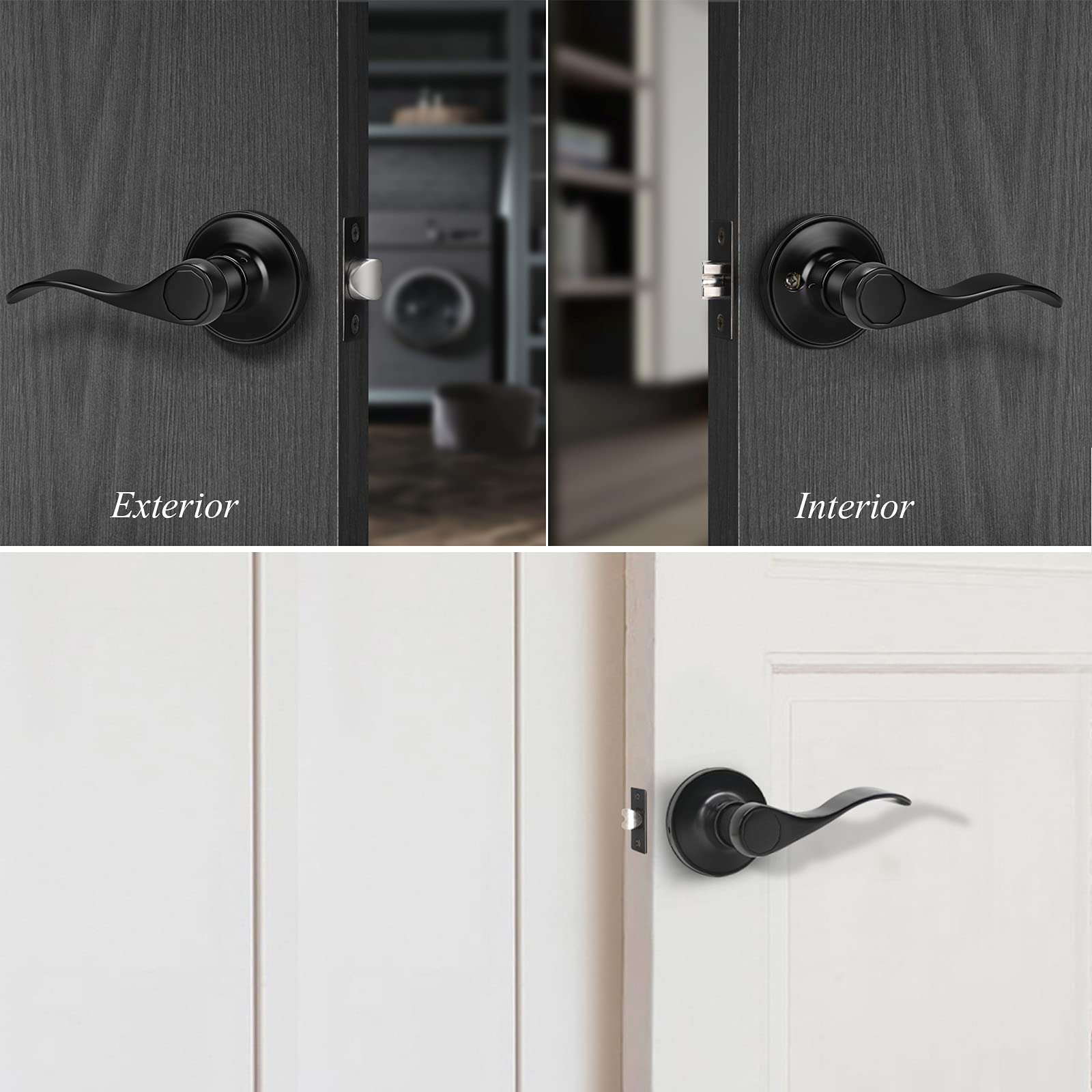 Snapklik.com : Gobrico 8 Pack Hall/Closet Door Levers In Matte Black