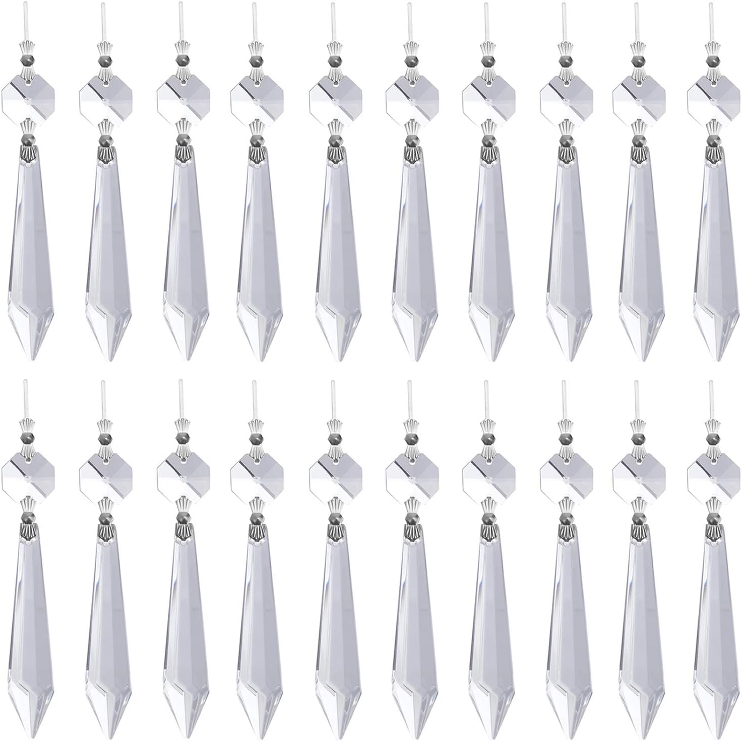 Amazon.com: 20 Pieces Clear Chandelier Crystals, 63mm Replacement ...