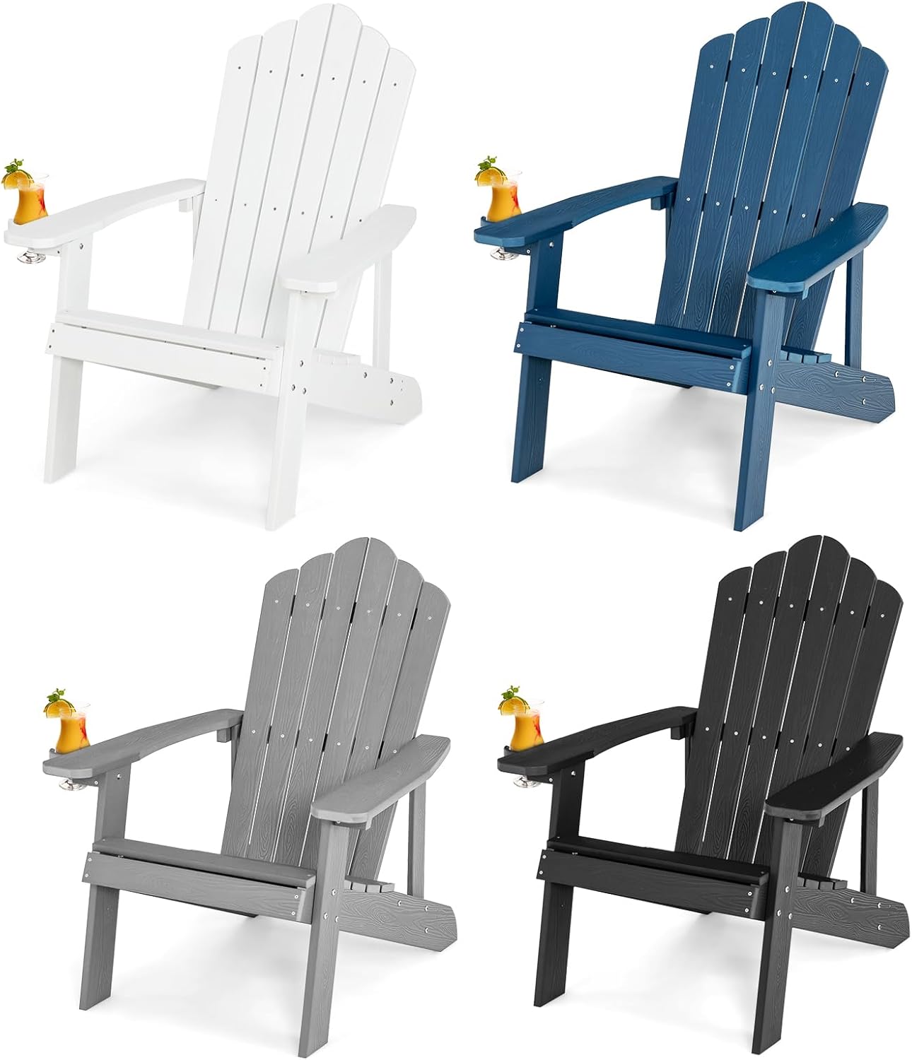 Amazon.com: Giantex Outdoor Adirondack Chair - Set of 4 Oversized Patio ...