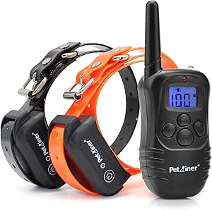 Petrainer PET998DB2 330 Yards Rechargeable and Waterproof Dog Training Collar for 2 dogs with ...