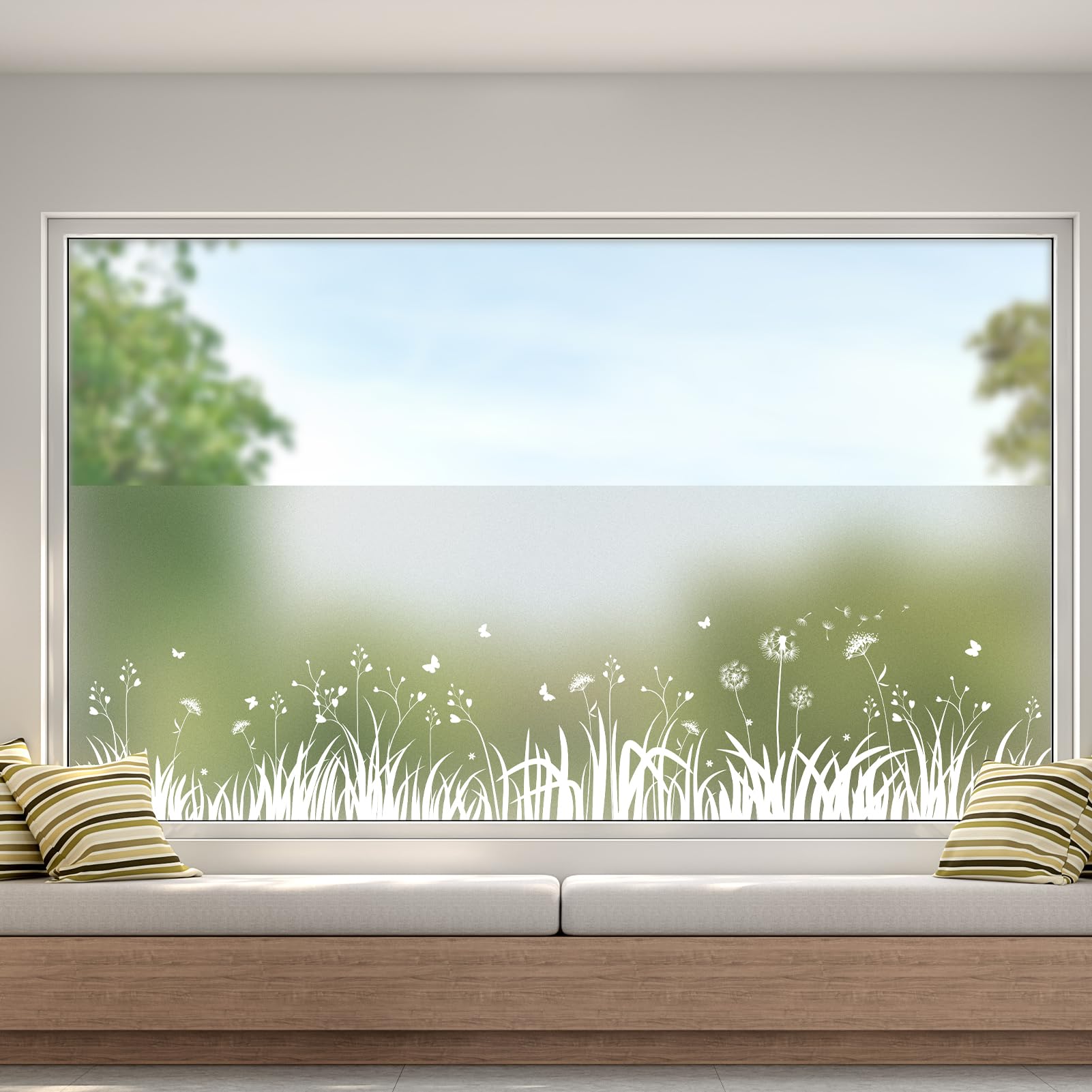 dktie Window Film Privacy Vinyl Frosted Window Film No-Glue Stained ...