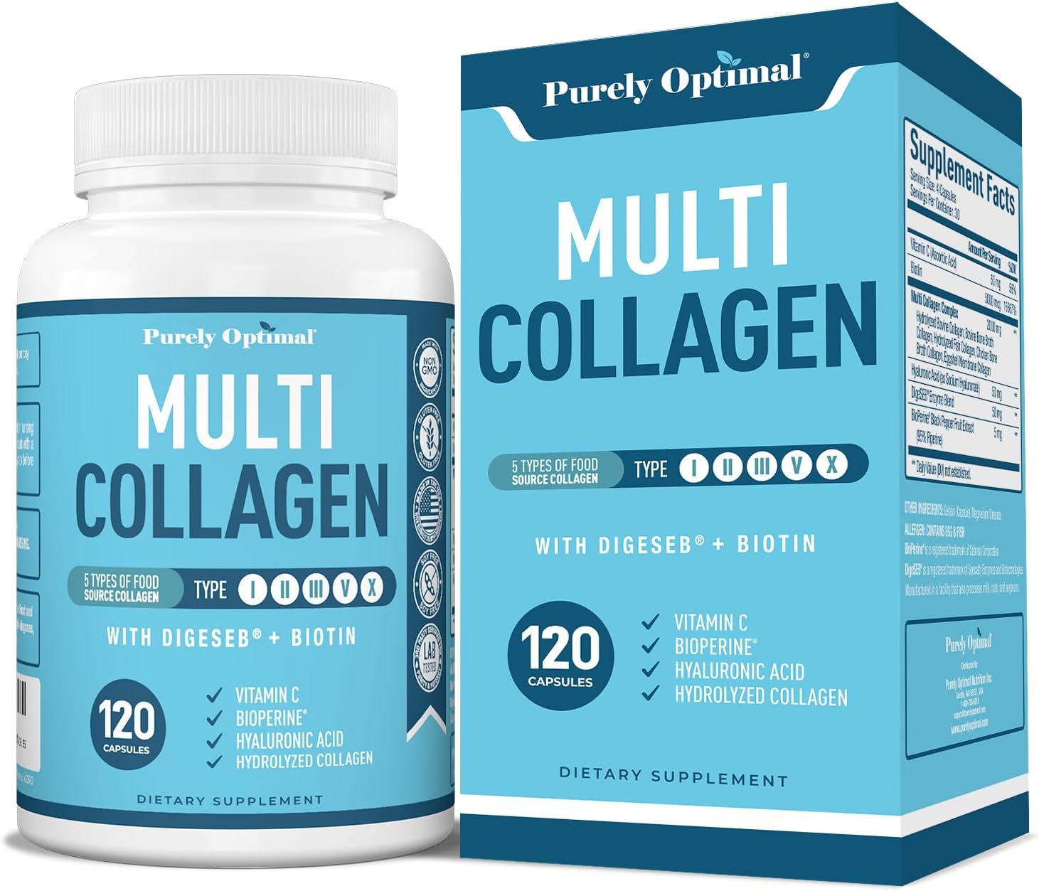 Amazon.com: Multi Collagen 180 Protein Capsules - Type I, II, III, V, X ...