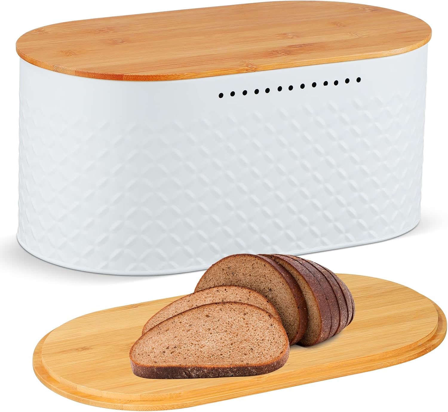 Amazon.com: Hossejoy Metal Bread Box with Reversible Bamboo Cutting Lid ...