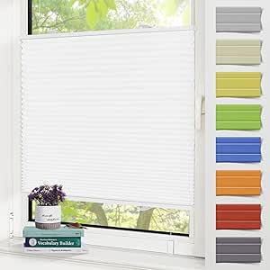 Zarnan Pleated Blind - No Drilling Required - Pleated Blind with Klemmfix Brackets - Privacy ...