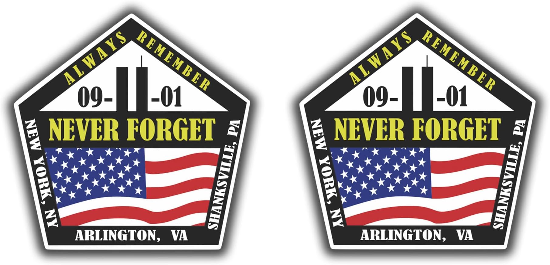 Amazon.com - Set of 2 Sticker 911 Never Forget Always Remember Decal ...