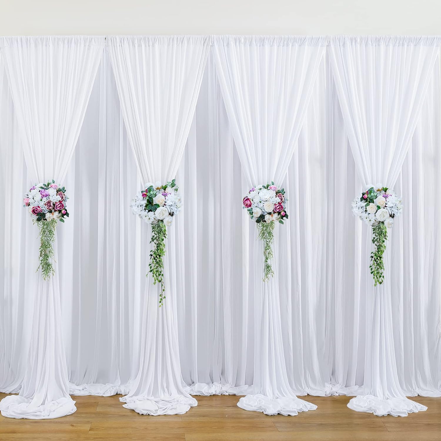 Amazon.com: 30 ft x 10 ft Wrinkle Free White Backdrop Curtain Panels ...