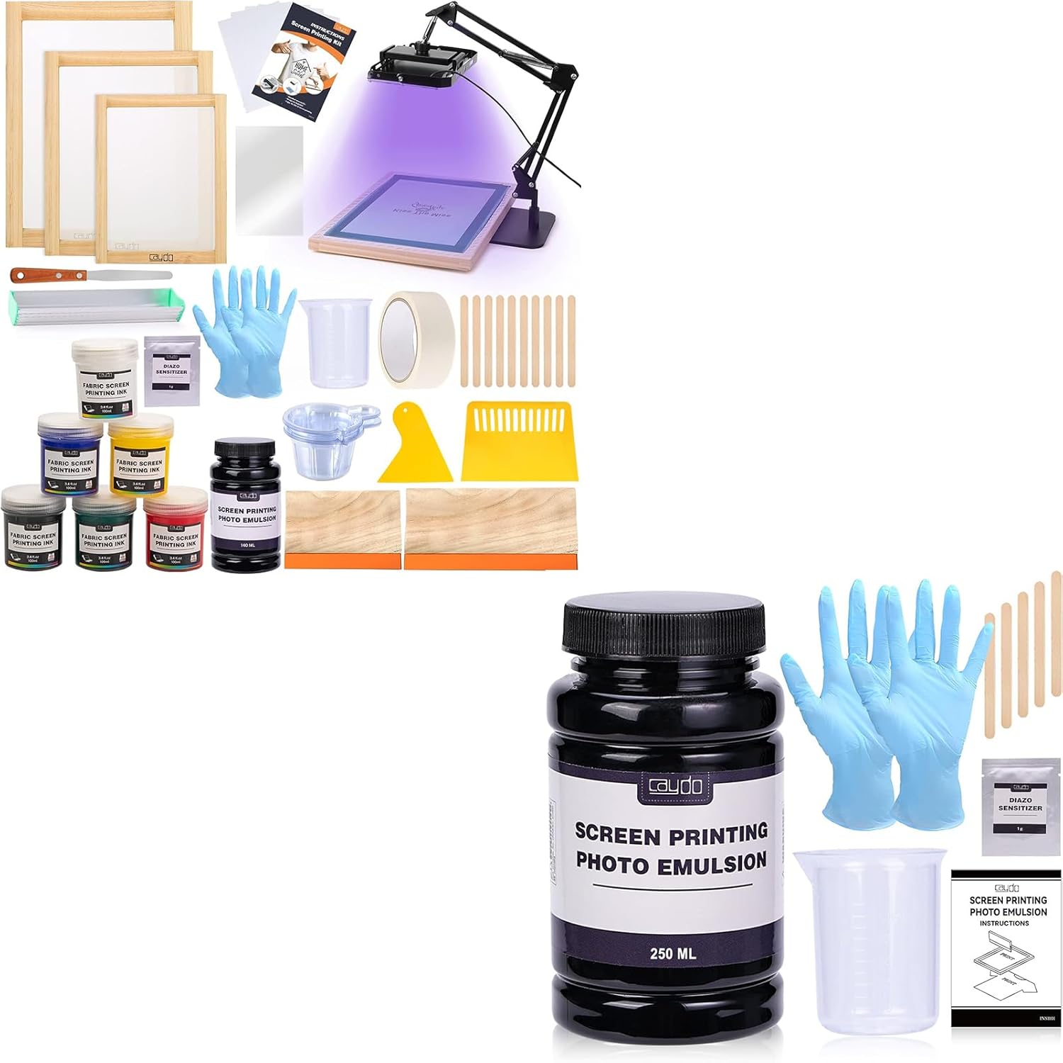 Amazon.com: Caydo 54 Pieces Screen Printing Kit with Screen Printing Photo Emulsion (8.5 oz ...