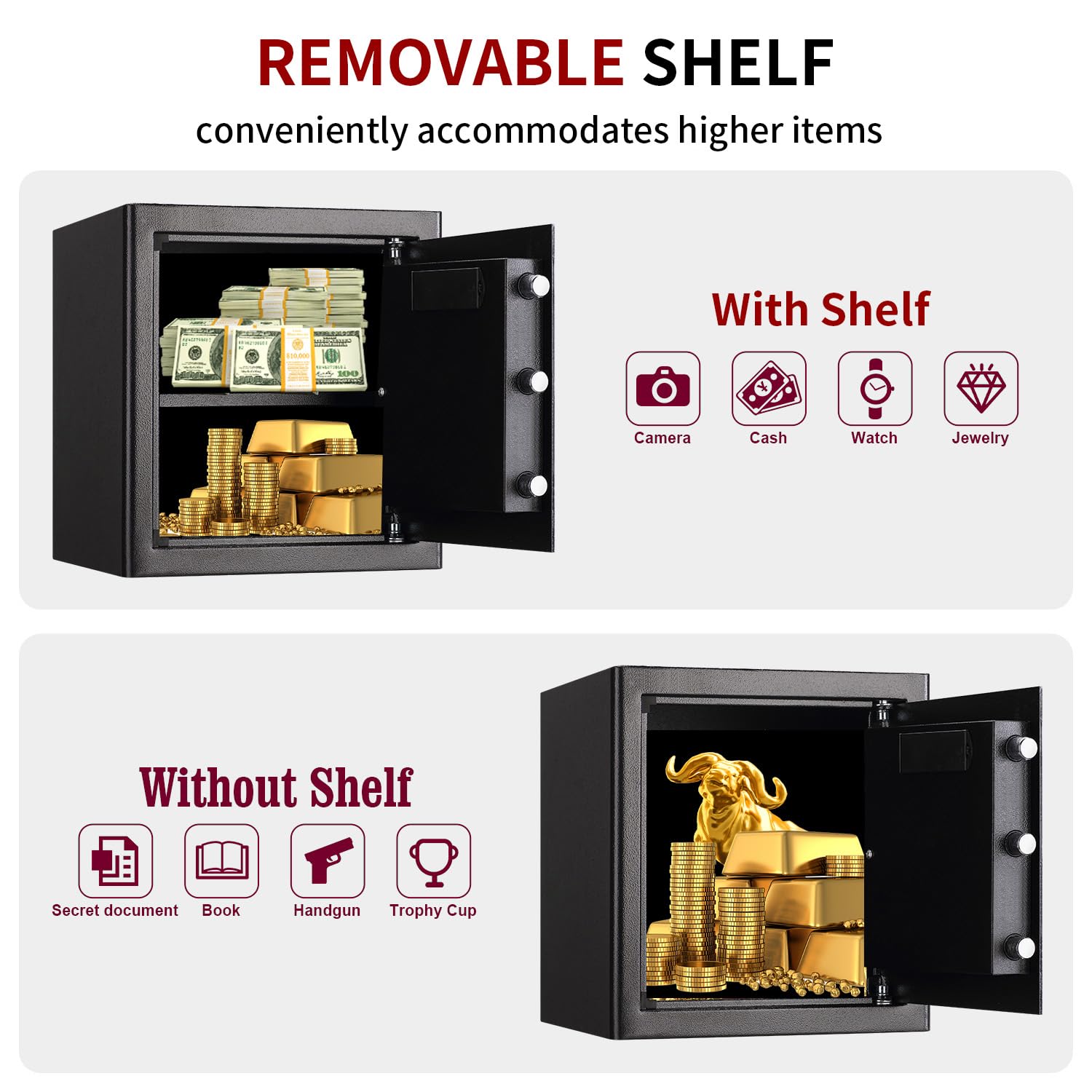 Snapklik.com : RETLLAS Home Safe Fireproof Waterproof,Fireproof Safe