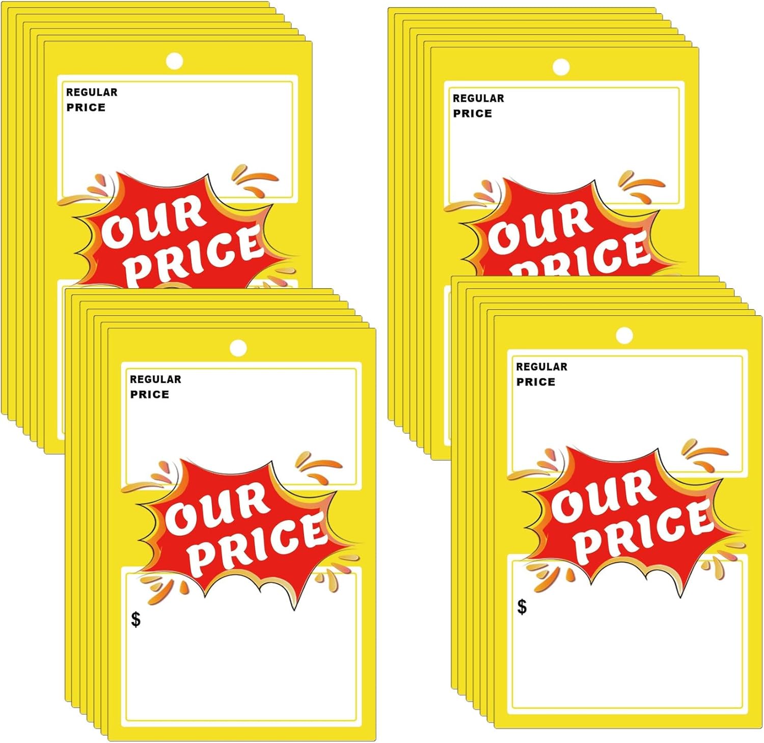 Amazon.com : Price Tags Retail Price Signs Cards 3.25" x 5" Our Price ...